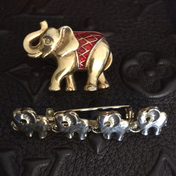 Jewelry | 2 Vintage Elephant Pins Brooch Cloisonn | Poshmark
